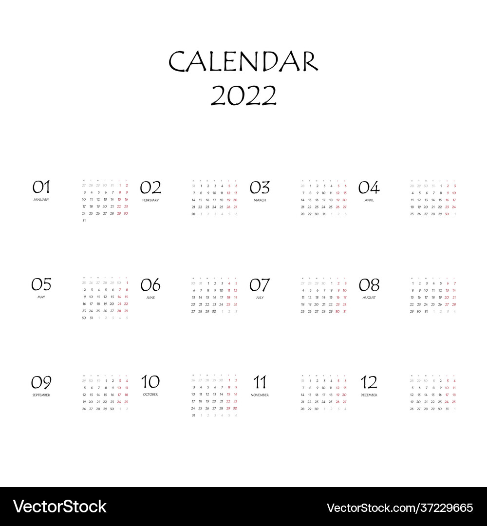 2022 calendar planner corporate week template Vector Image