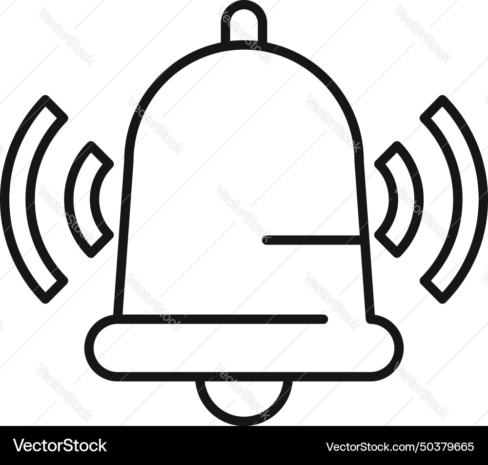 Alarm ringer bell icon outline secured Royalty Free Vector