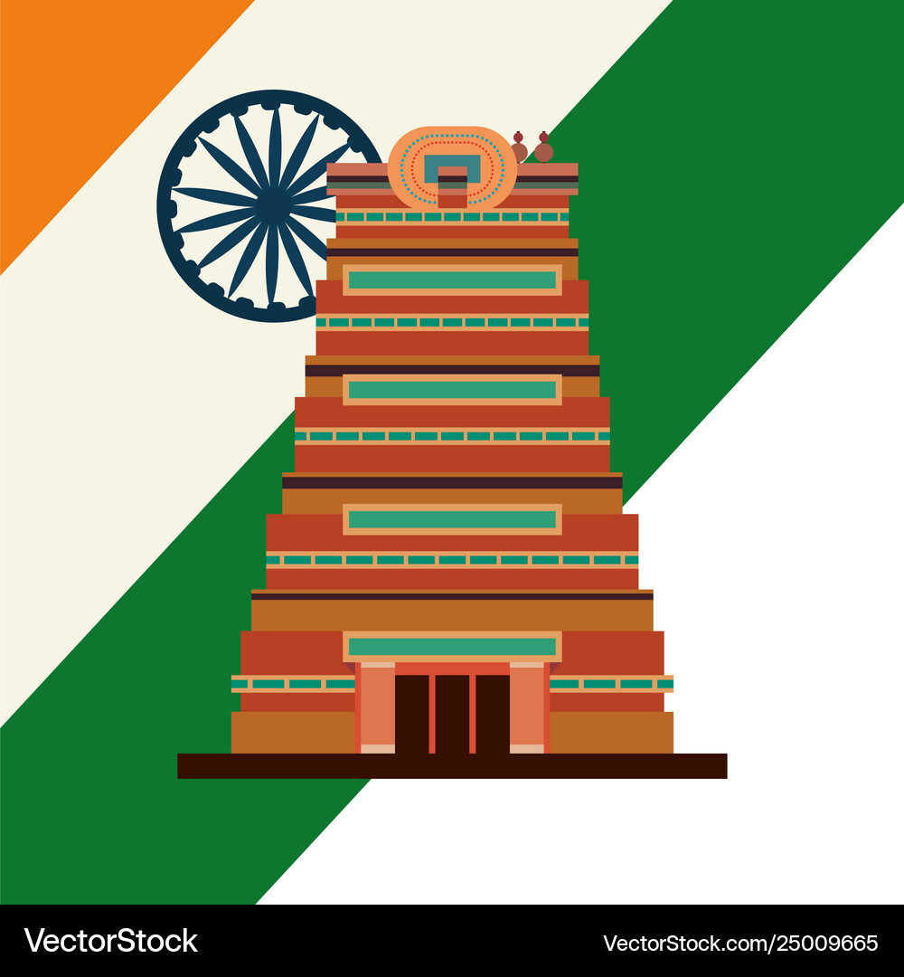 Chennai city monument flag indian Royalty Free Vector Image