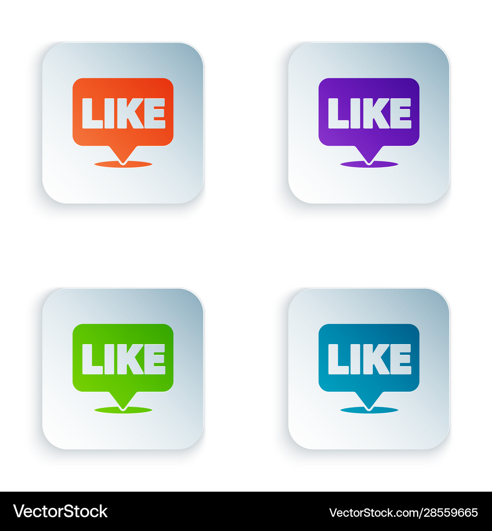 Color like in speech bubble icon isolated on white