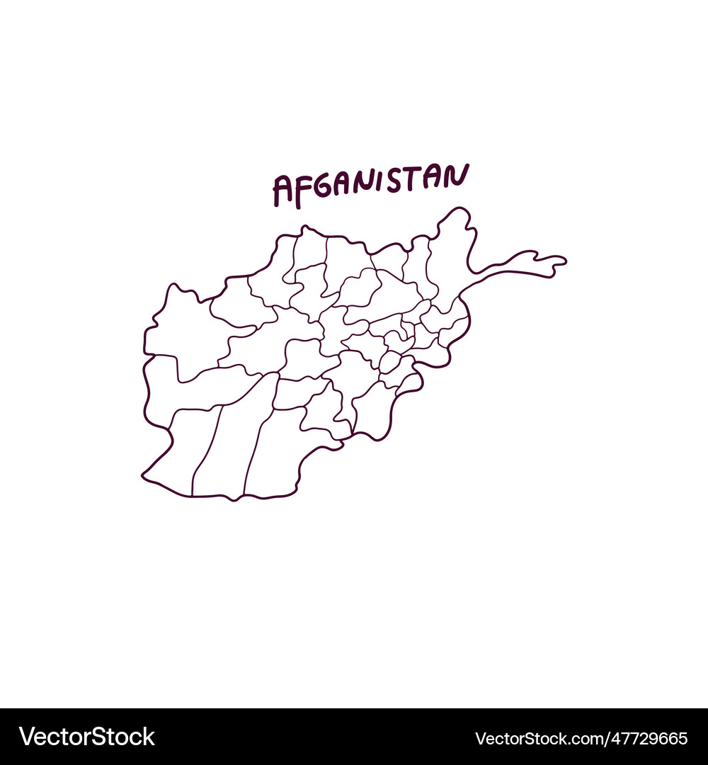 Hand drawn doodle map of afghanistan Royalty Free Vector
