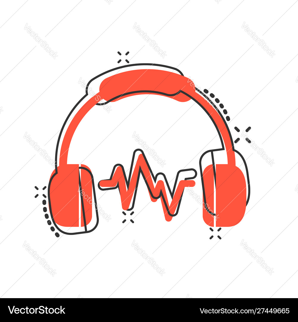 Headphone headset icon in comic style headphones Vector Image