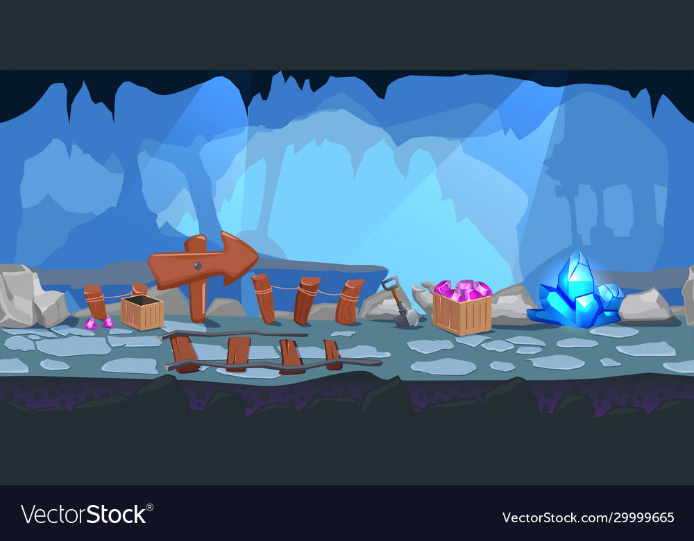 Mining game level design composition Royalty Free Vector