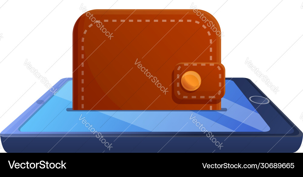 Online smartphone wallet icon cartoon style Vector Image