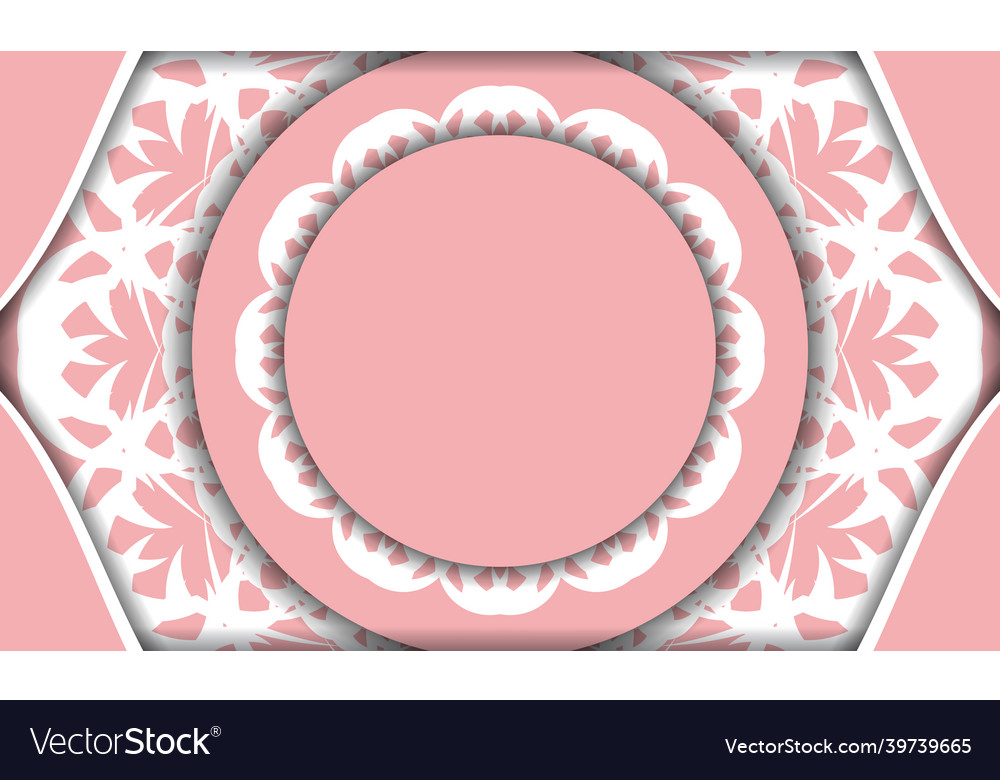 Pink banner with abstract white pattern and place Vector Image