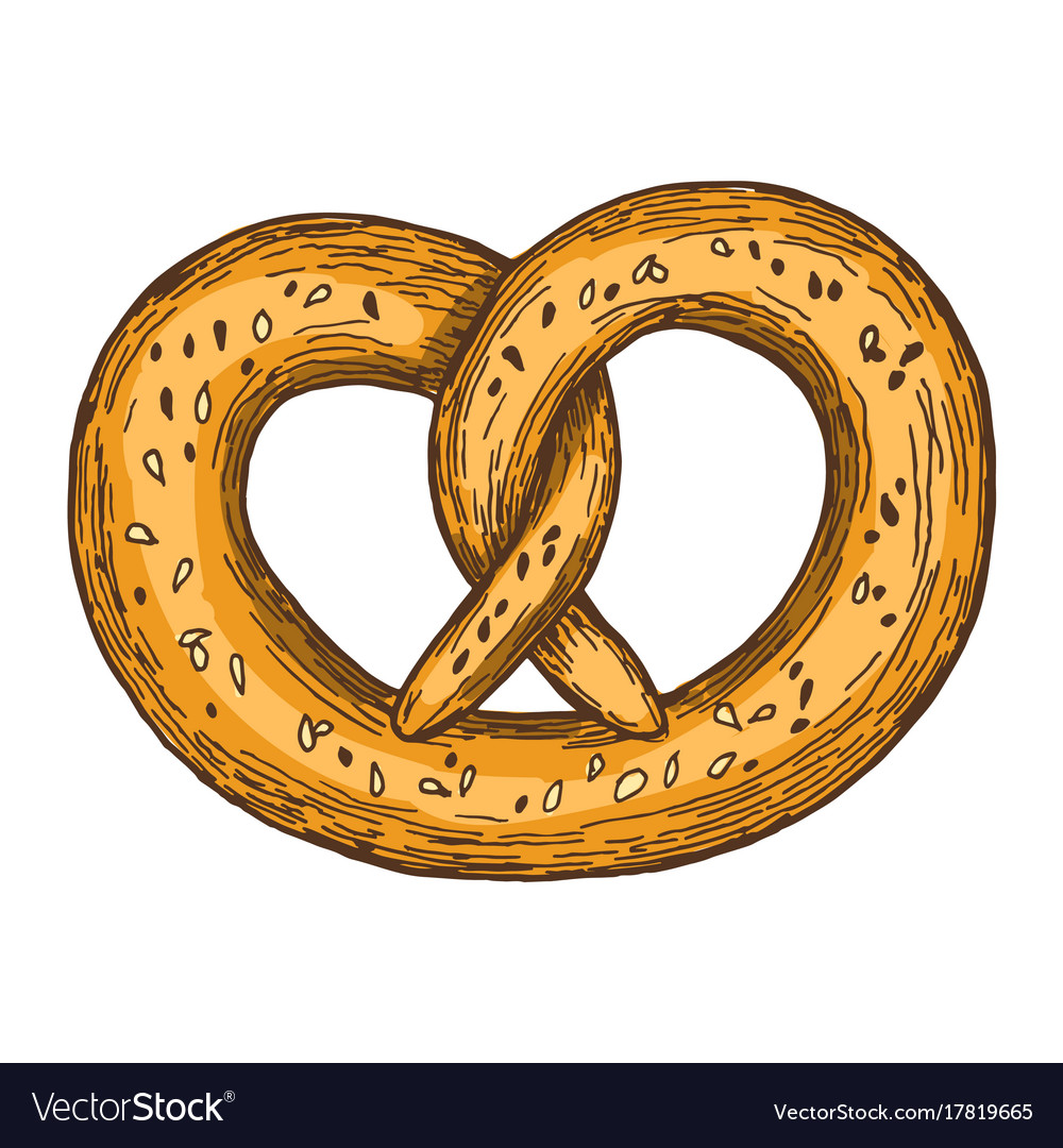 Pretzel on white background Royalty Free Vector Image