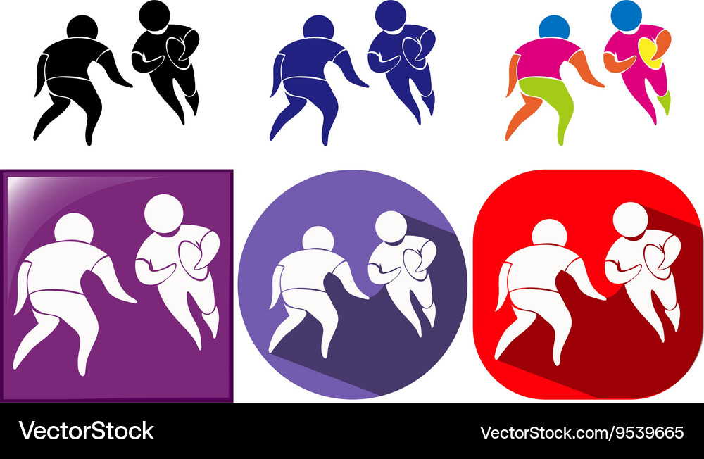 Rugby icons in three designs Royalty Free Vector Image