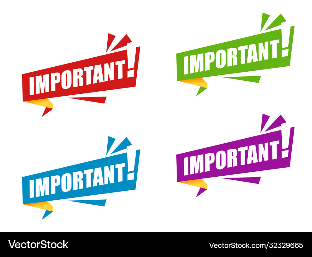 Set color ribbon important with exclamation mark Vector Image