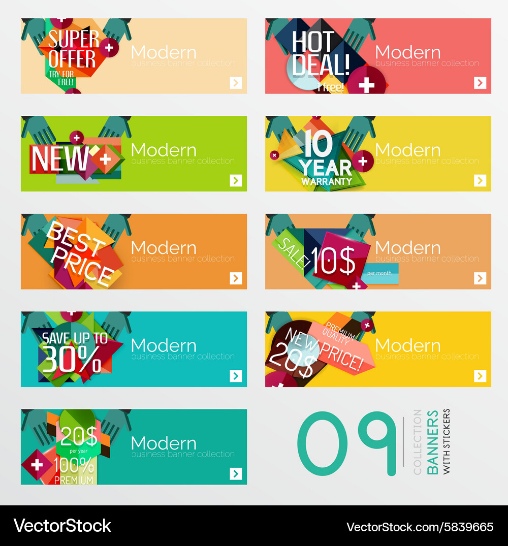 Set of banners with stickers labels and elements Vector Image