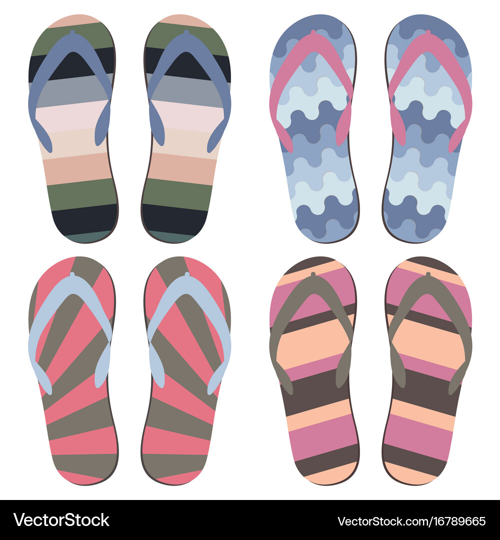 Set of beach slippers Royalty Free Vector Image