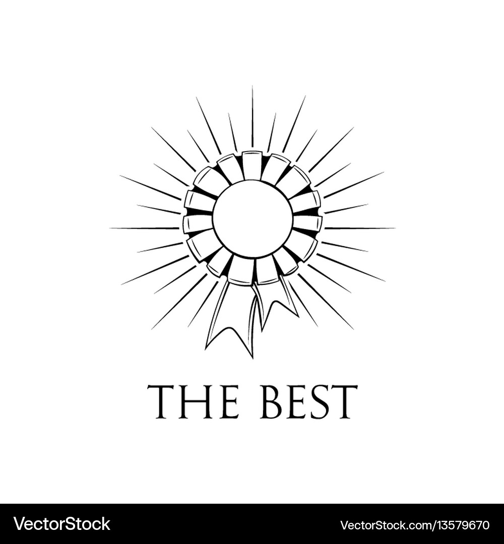 Badge with ribbons icon simple flat design Vector Image