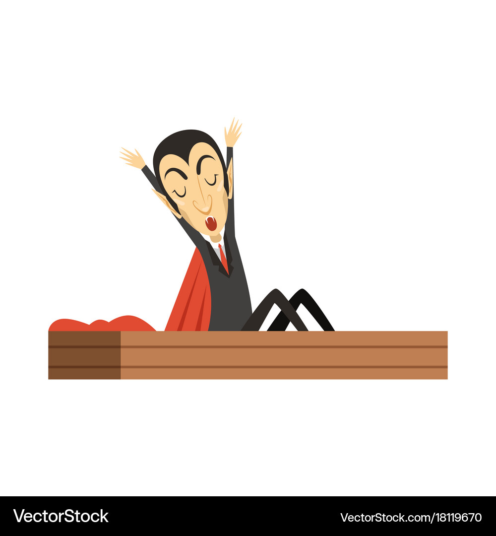 Count dracula vampire waking up in coffin Vector Image