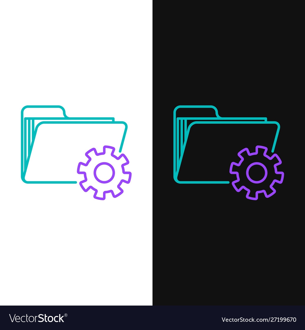 Green and purple line folder settings with gears Vector Image