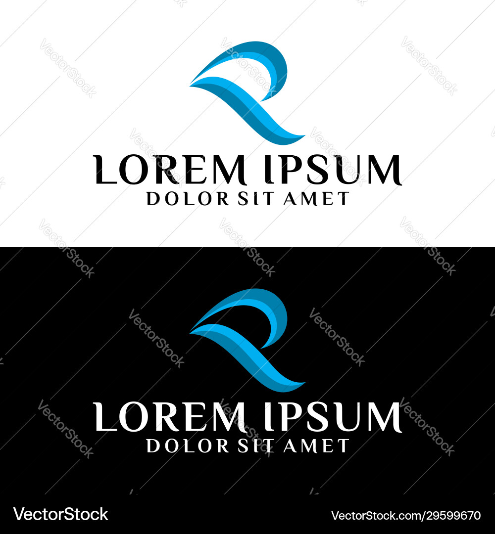 Initial letter p or r logo template with water Vector Image