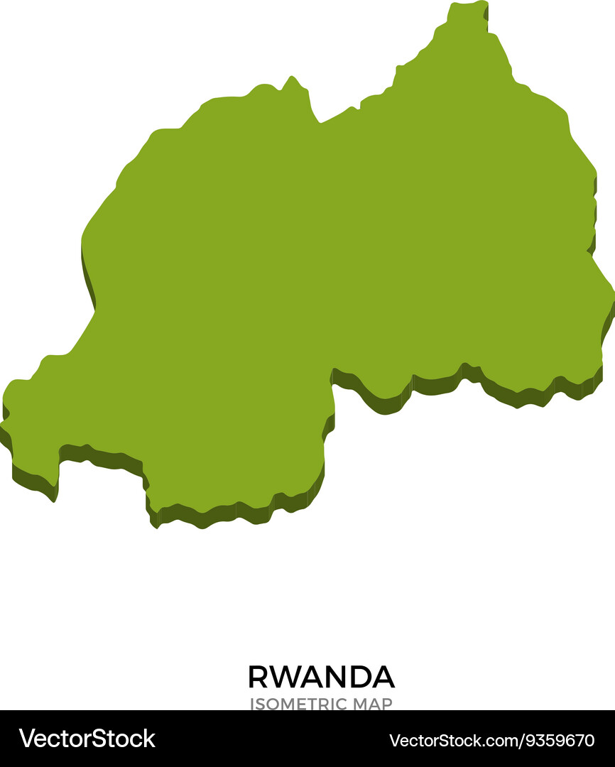 Isometric map of rwanda detailed Royalty Free Vector Image