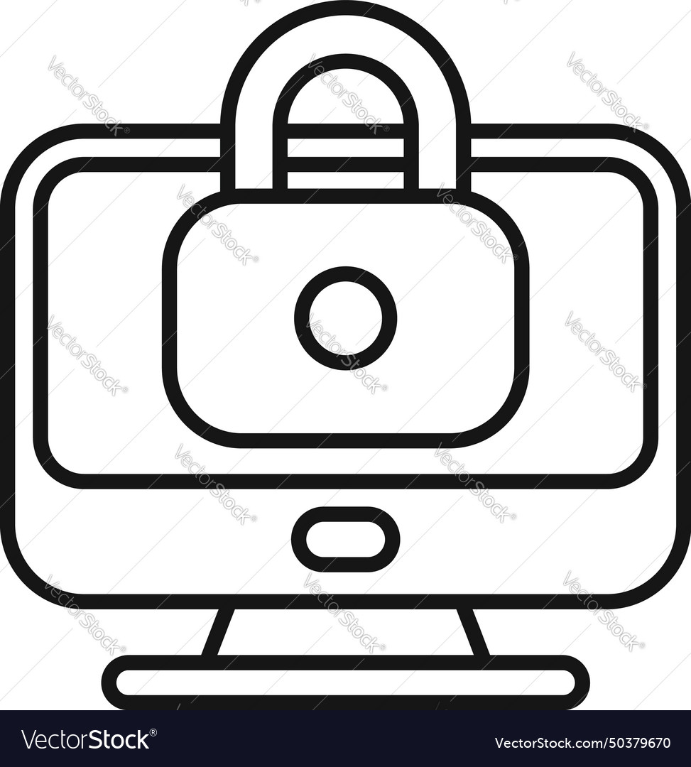 Lock Online Secure Icon Outline Hacker Royalty Free Vector
