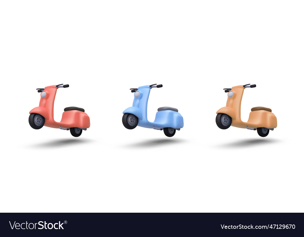 Mopeds in stopped motion set of colorful scooters Vector Image