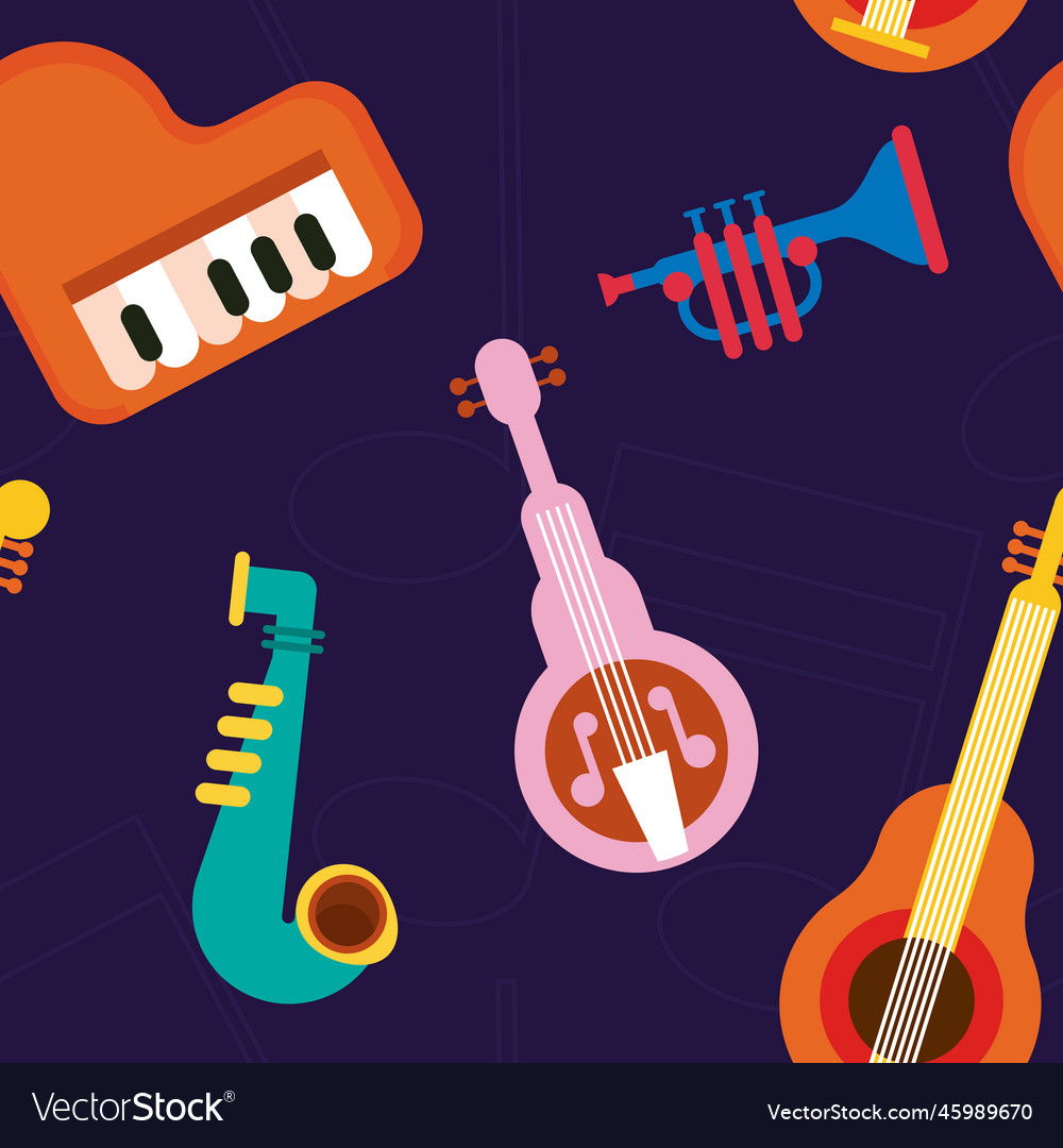 Musical instruments pattern Royalty Free Vector Image