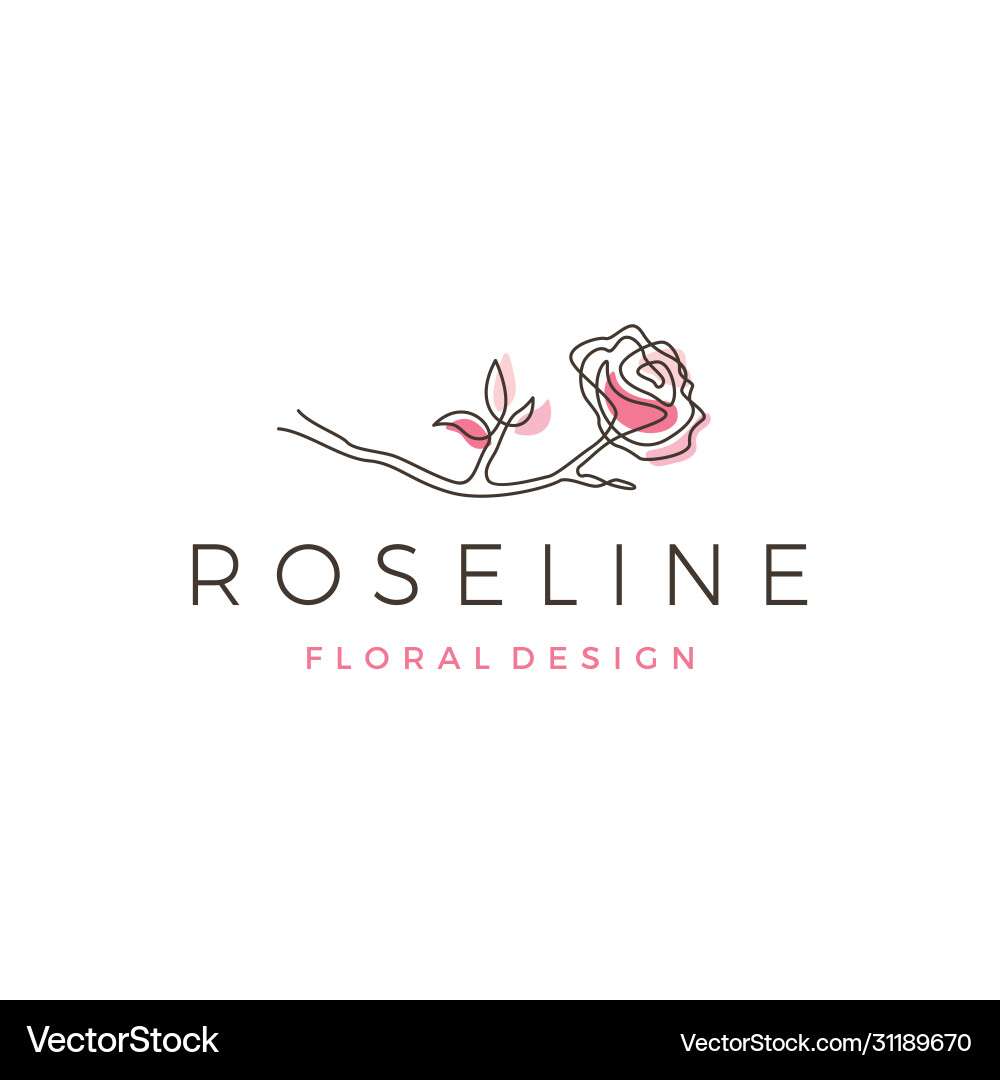 Rose line logo icon outline monoline Royalty Free Vector