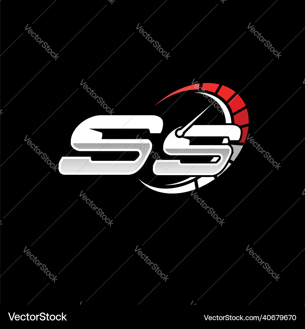 Ss logo letter speed meter racing style Royalty Free Vector