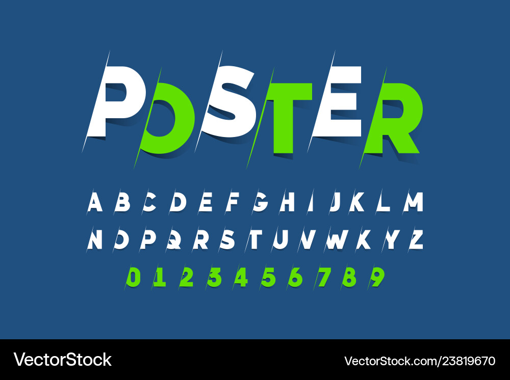 Stylized font design alphabet letters and numbers Vector Image