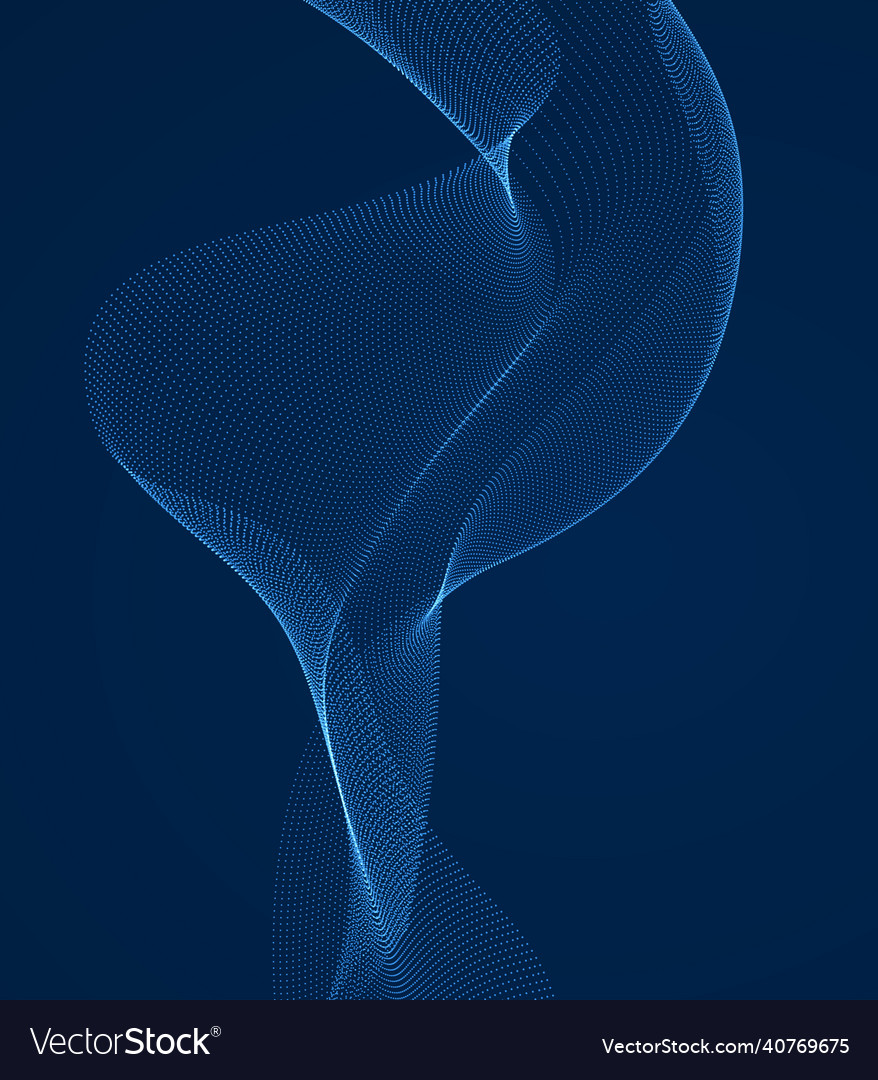 3d particles mesh array sound wave flowing over Vector Image