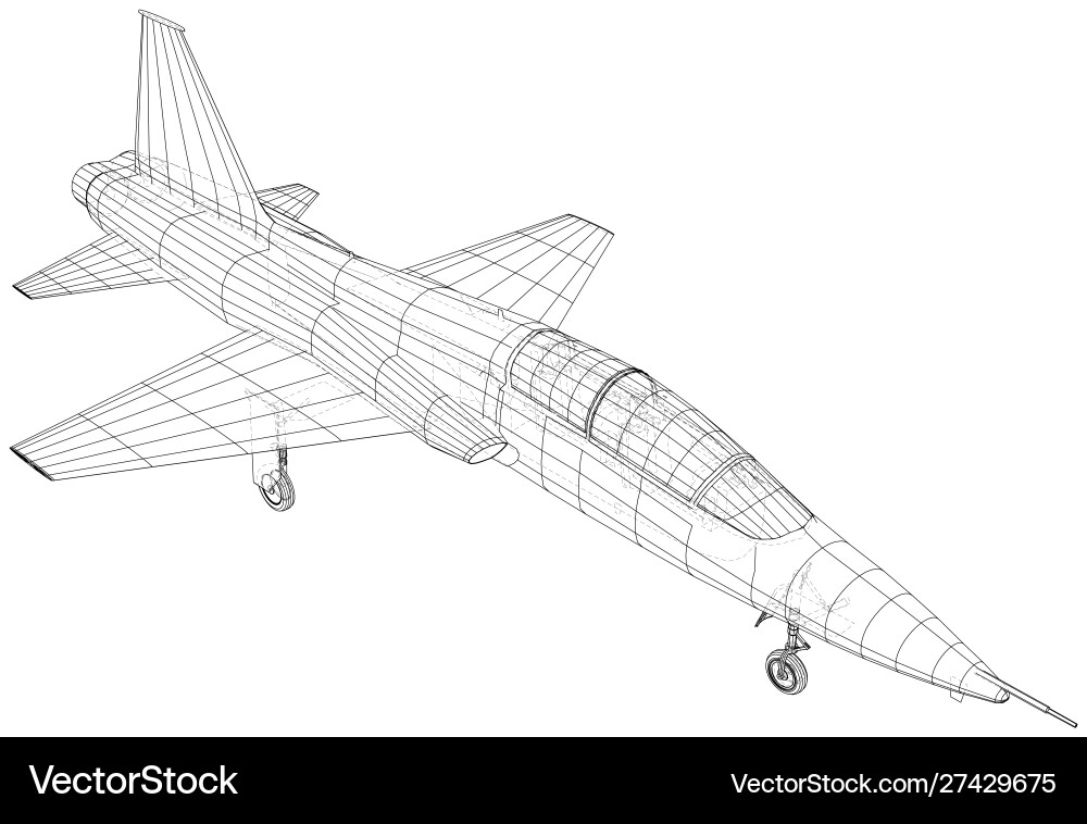 Airplane jet sketch 3d wire-frame Royalty Free Vector Image