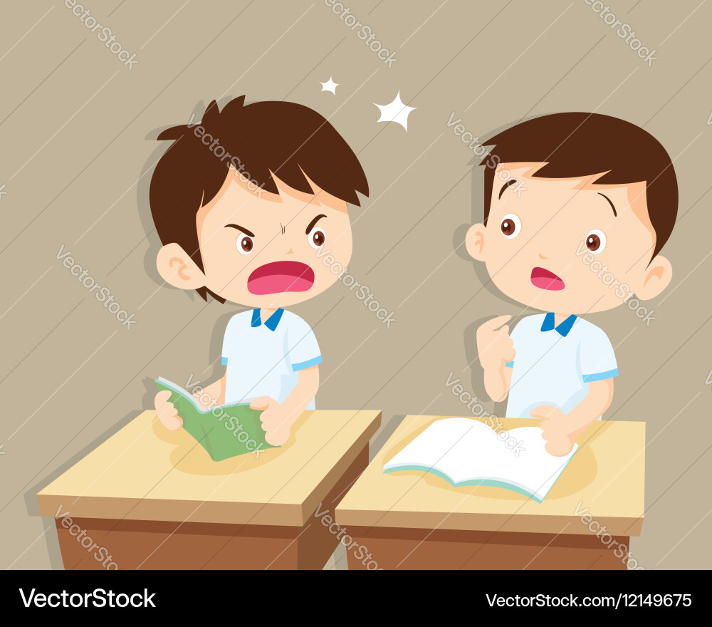 Angry boy shouting to friend Royalty Free Vector Image
