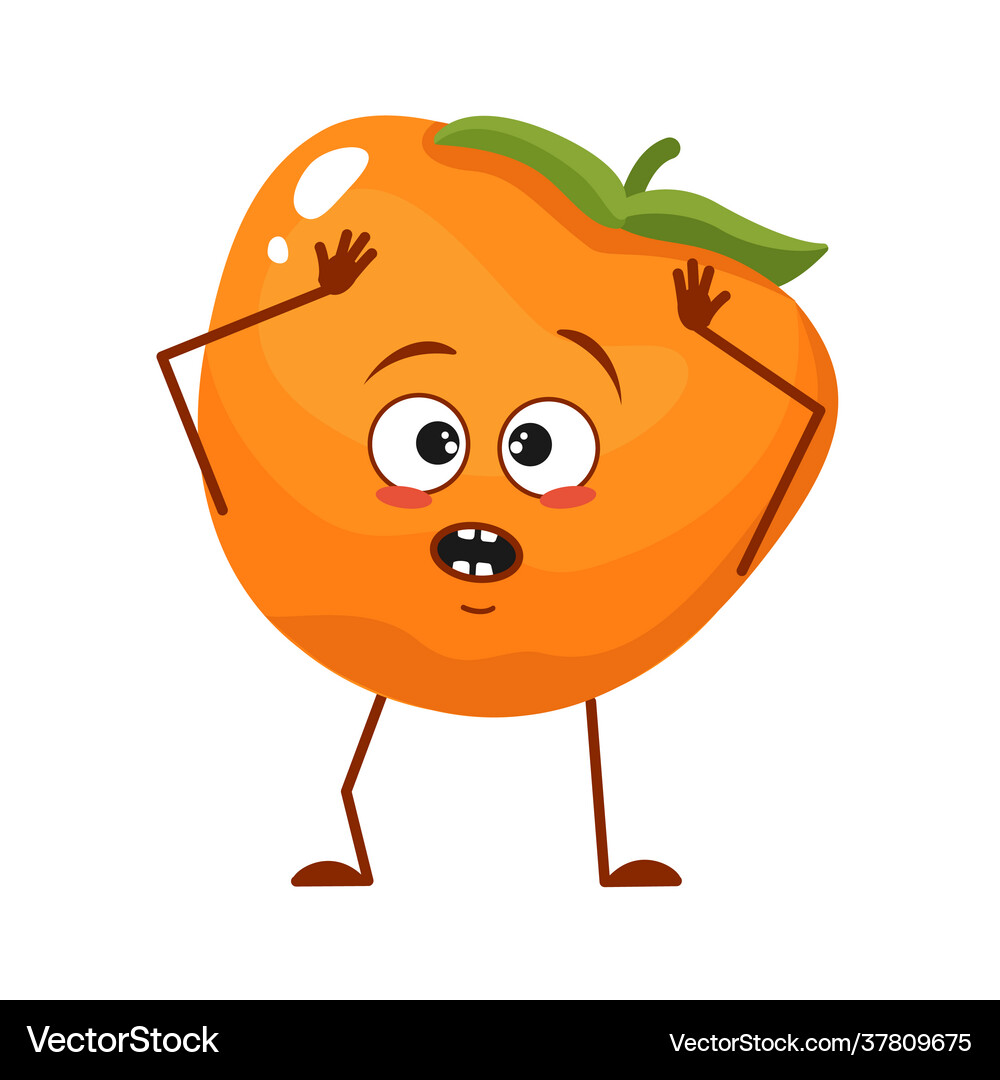 Cute persimmon character with emotions in a panic Vector Image