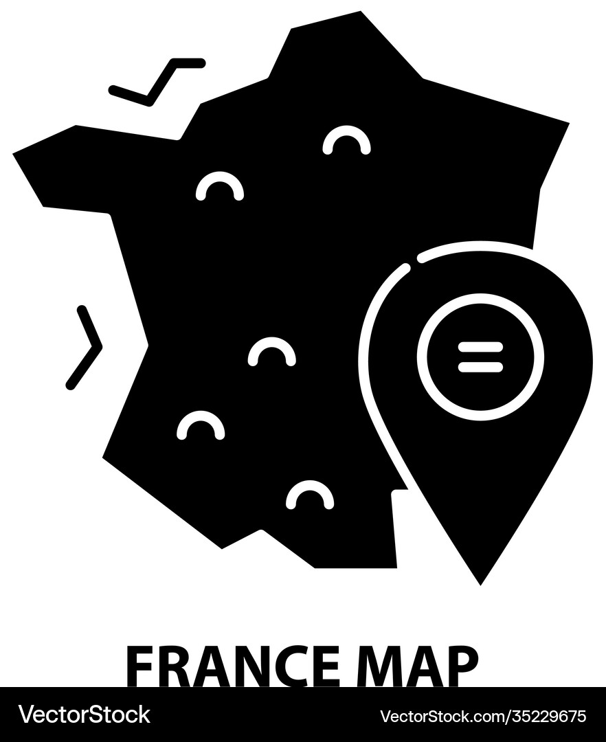 France map icon black sign with editable Vector Image