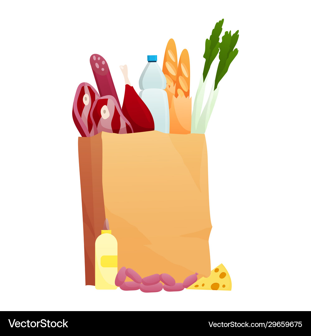 Fresh food in a paper bag Royalty Free Vector Image