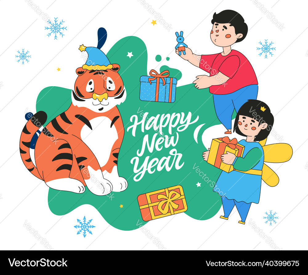 Happy new year - modern flat design style Vector Image