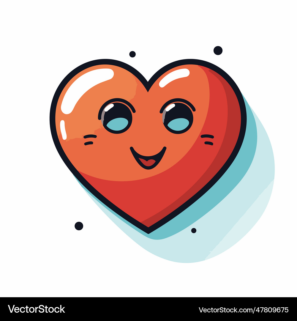 Heart hand-drawn comic doodle style cartoon Vector Image