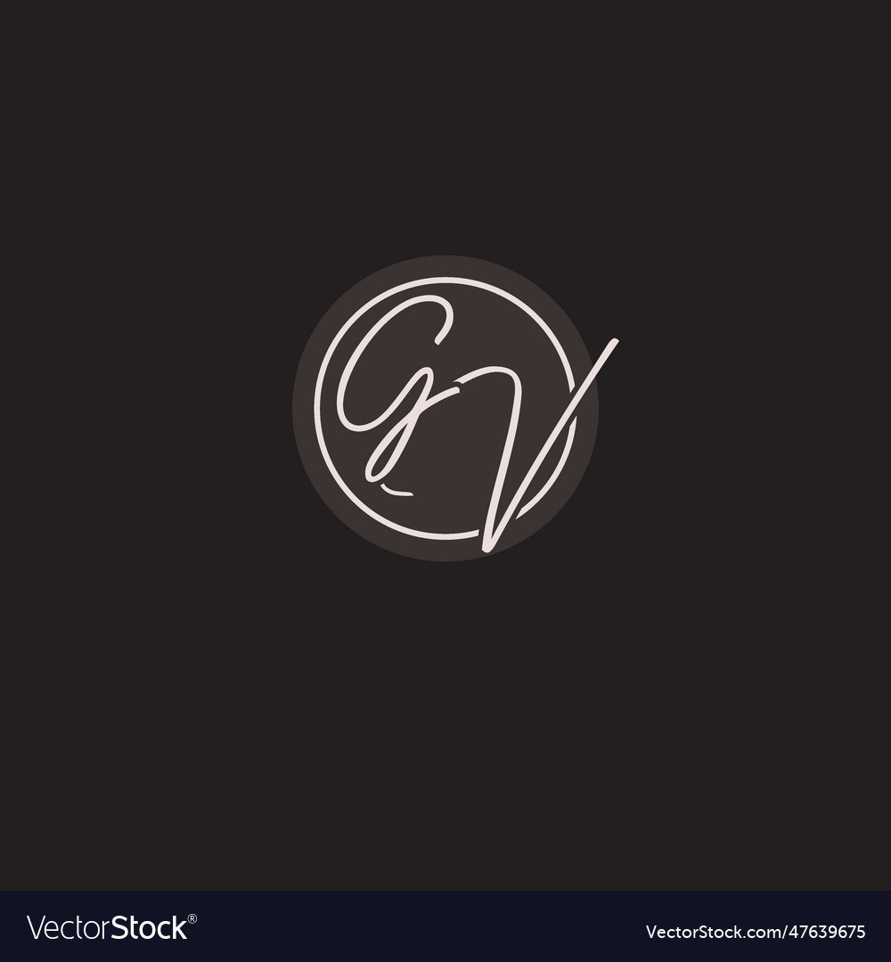 Initials gv logo monogram with simple circle line Vector Image