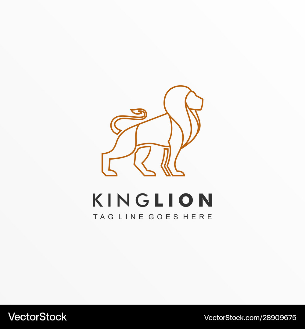 Logo king lion line art Royalty Free Vector Image