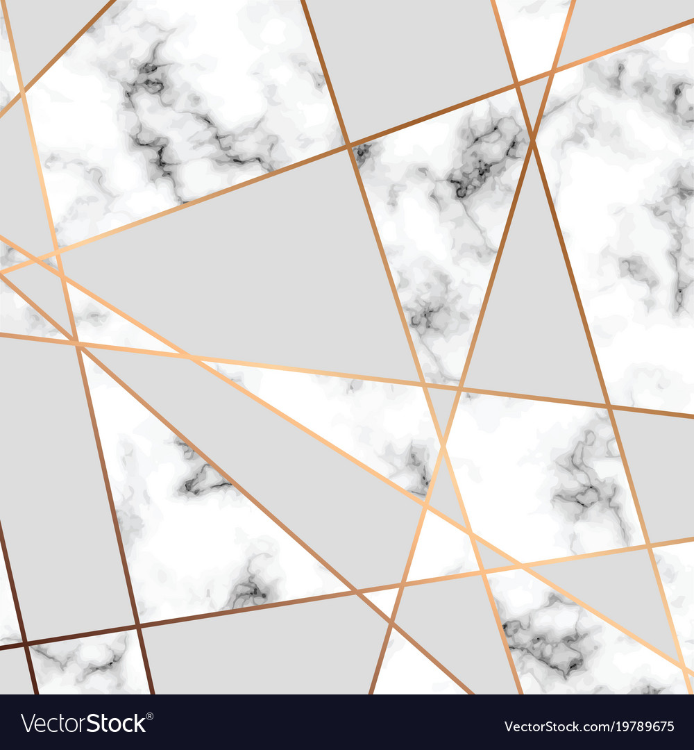 Marble texture design with golden geometric lines Vector Image