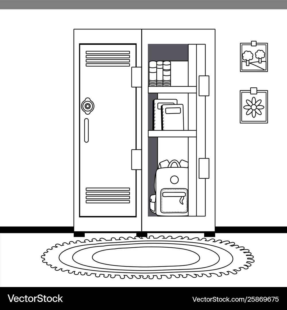 School locker and supplies design Royalty Free Vector Image