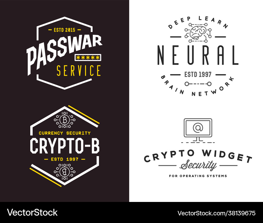 Set cyber security signs or banners with icon Vector Image