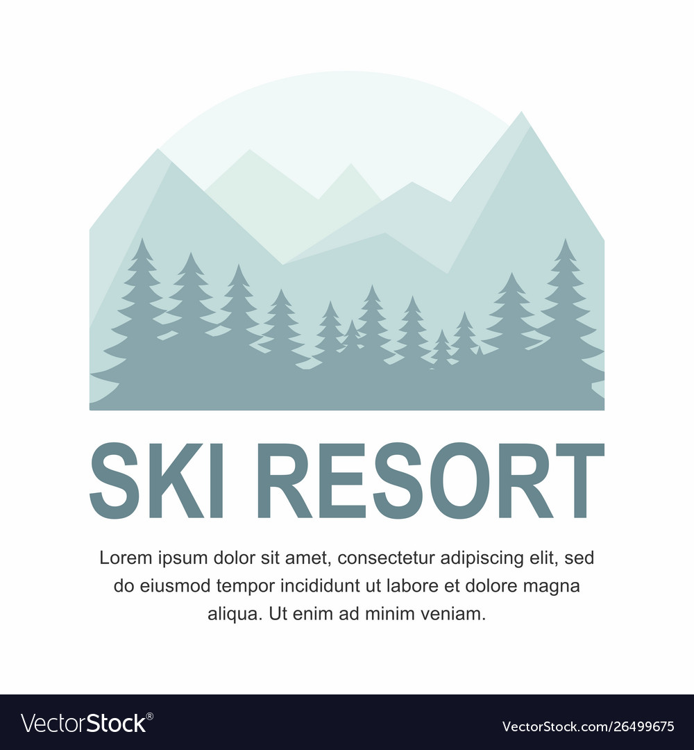 Ski resort logo emblem with mountain on white Vector Image