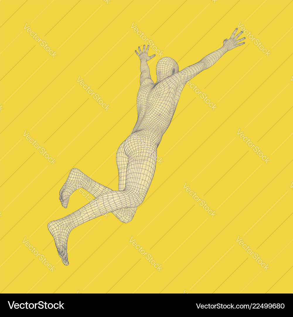 3d running man sport symbol low-poly in motion Vector Image
