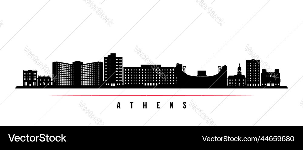 Athens skyline horizontal banner black and white Vector Image