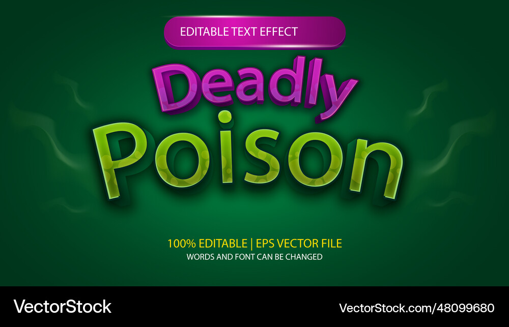 Deadly poison editable text effect comic games Vector Image