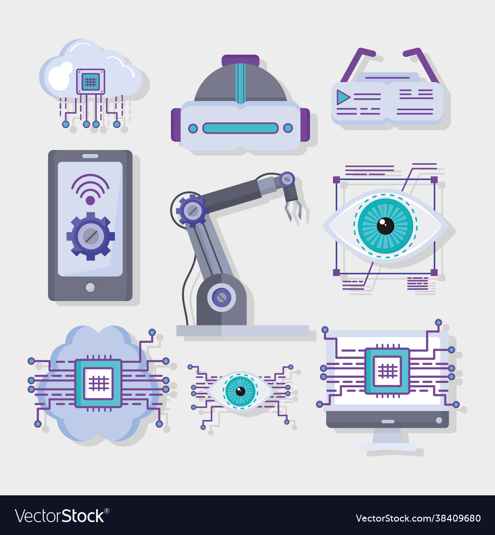 Future technology icon set Royalty Free Vector Image