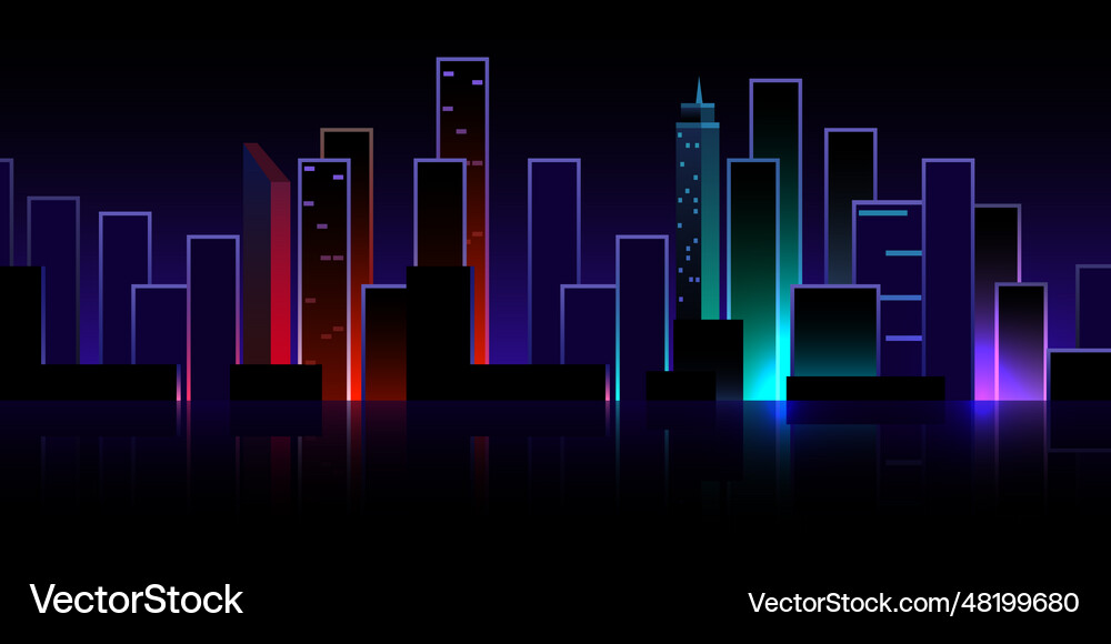 Futuristic night city cityscape on a dark Vector Image