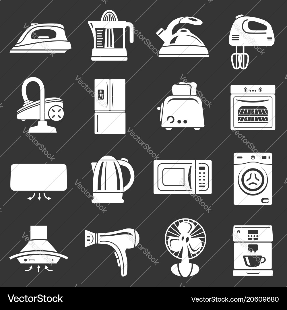 House appliance icons set grey Royalty Free Vector Image