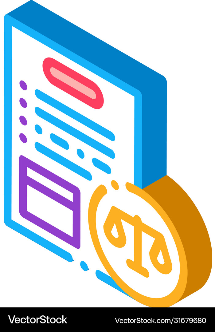 Legal paper isometric icon Royalty Free Vector Image