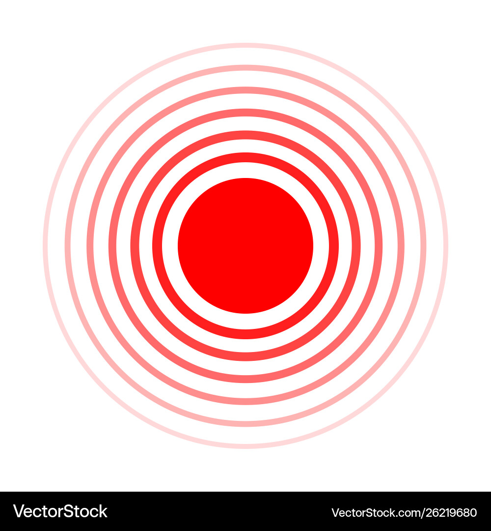 Pain circle red rings symbol throbbing Royalty Free Vector