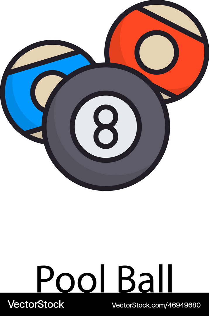 Pool ball fill outline icon design Royalty Free Vector Image