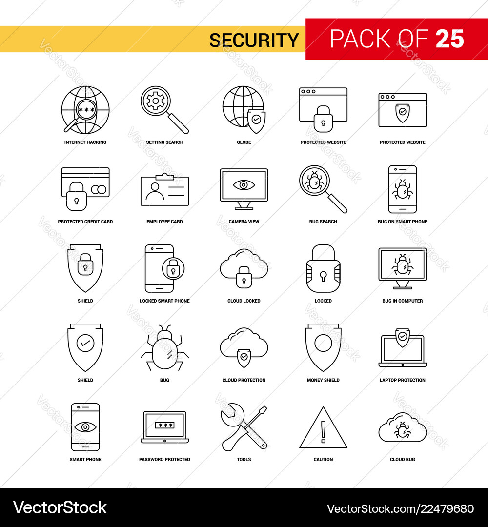Security black line icon - 25 business outline Vector Image