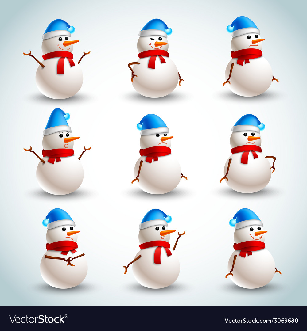 Snowman emotions set Royalty Free Vector Image
